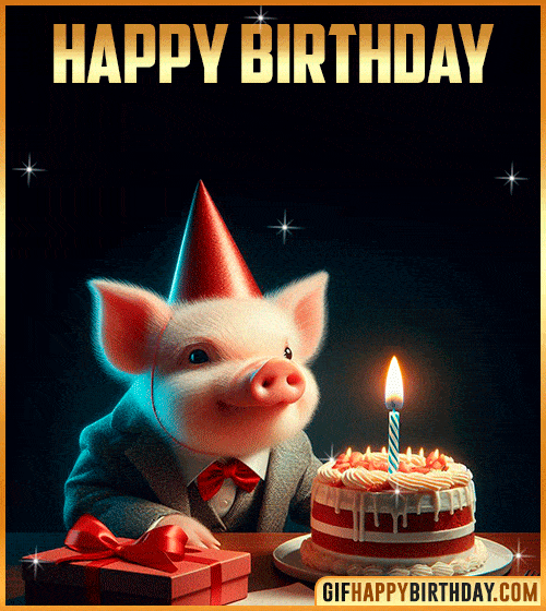 Funny pig Happy Birthday gif